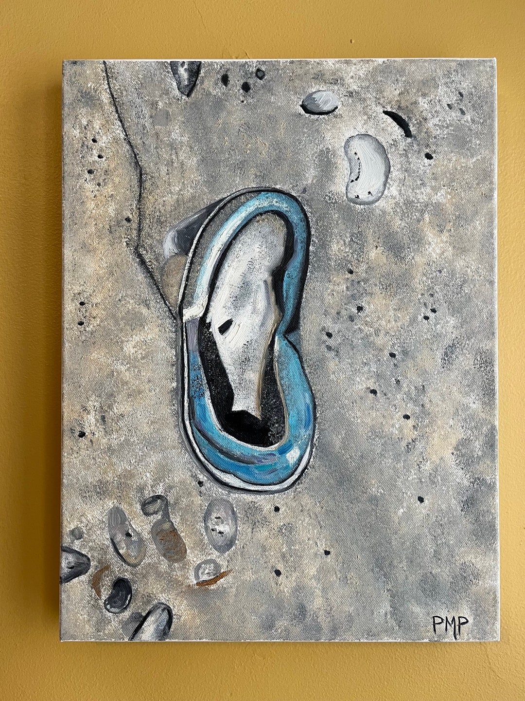 Mussel Shell Oil Painting, Beach Scene, Maine Beach, Original Art - Etsy