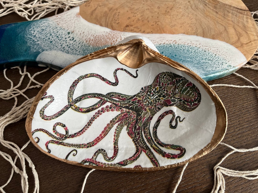 Octopus Clam Shell Ring/trinket Dish Nautical Theme Ocean - Etsy