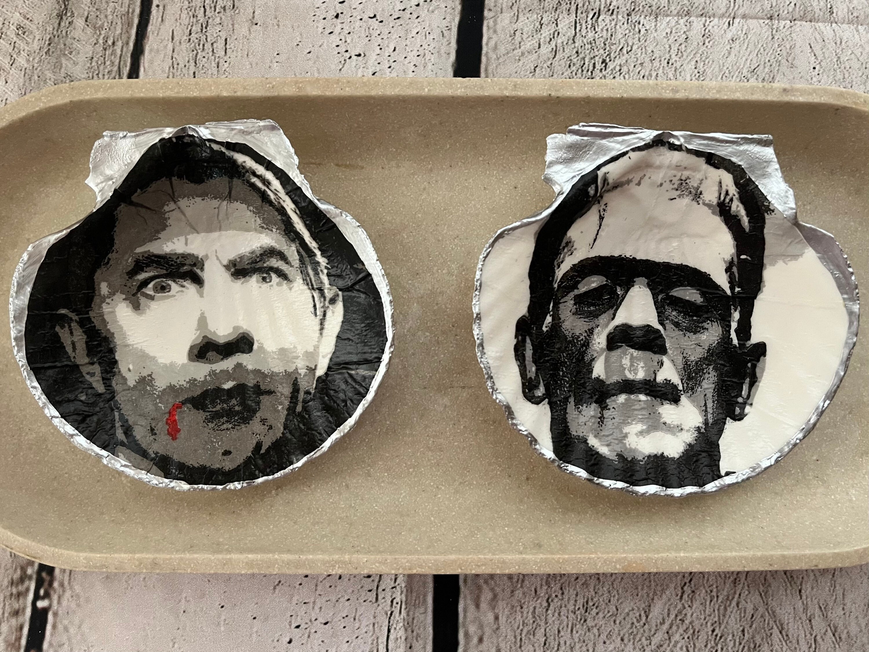 Frankenstein and Dracula Scallop Shell Ring Dishes, Matching Set ...