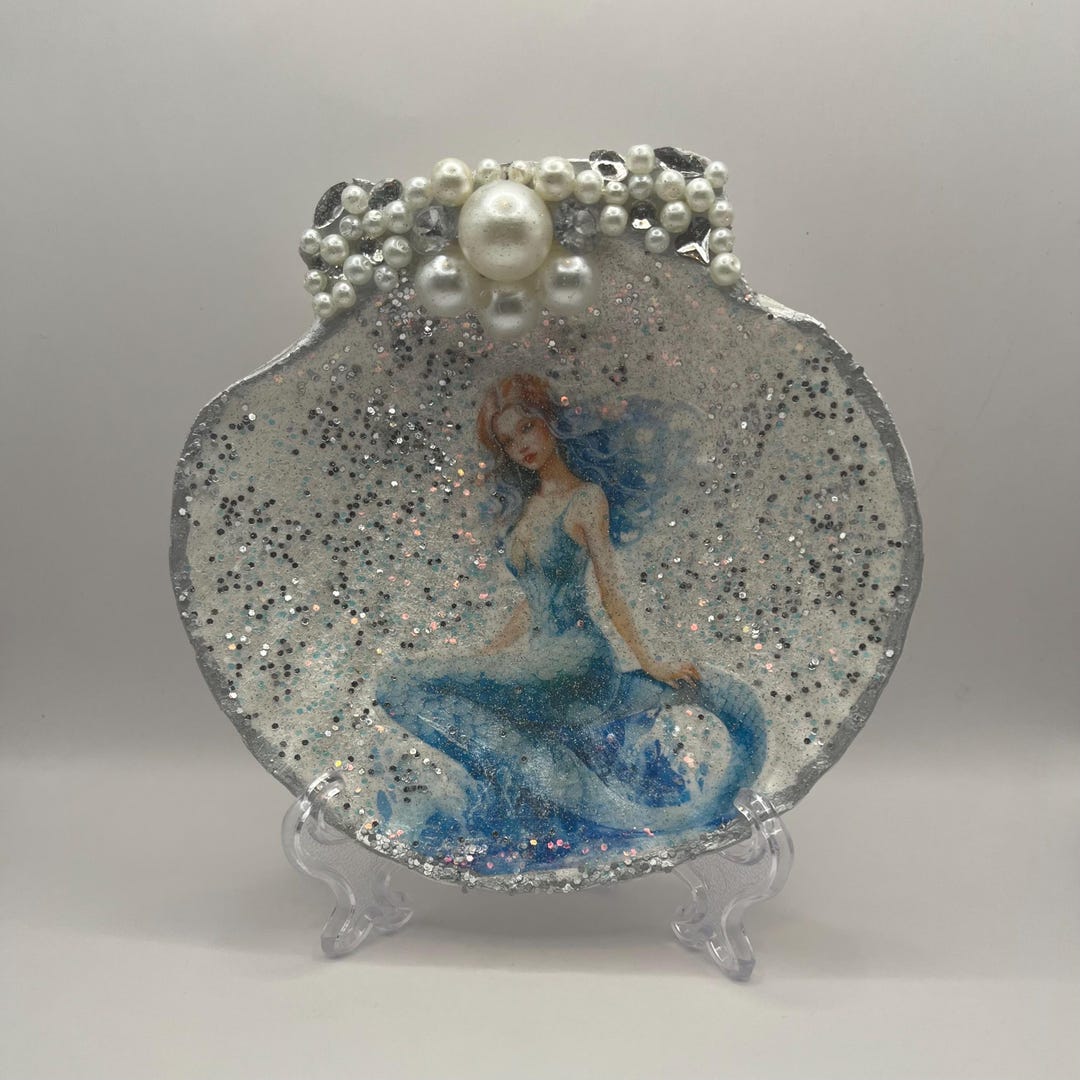 Mermaid Scallop Shell Trinket/ring Dishes/table Decor With Stand - Etsy