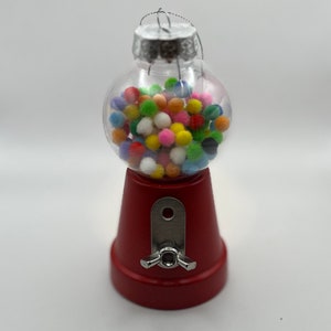Gumball Machine Christmas Ornament: Colorful Pom Poms & Red Terracotta ...