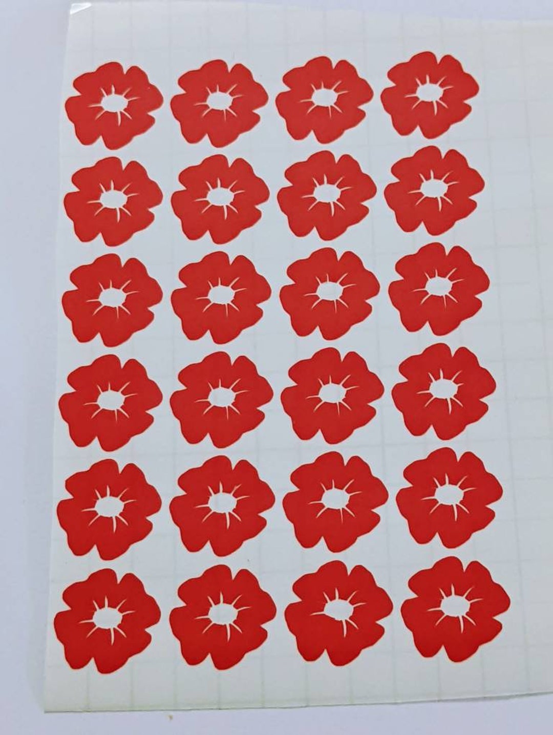 24 36 48 100 Poppy Stickers, Remembrance Day Vinyl Decal Stickers Lest ...
