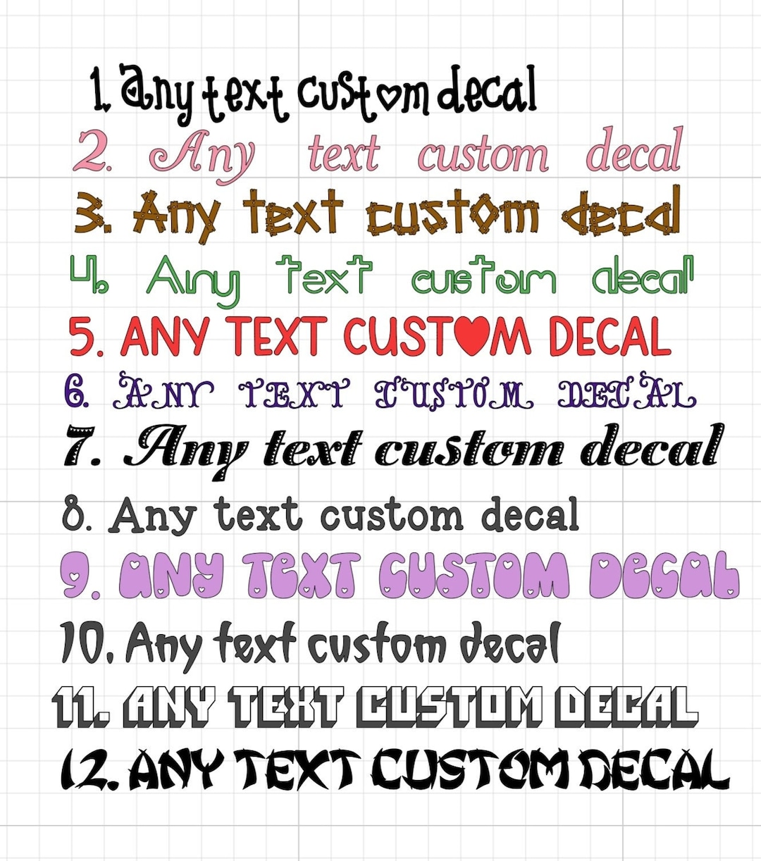 Fancy Fonts Personalized Text Iron on Sticker, Heat Transfer , Any Text ...