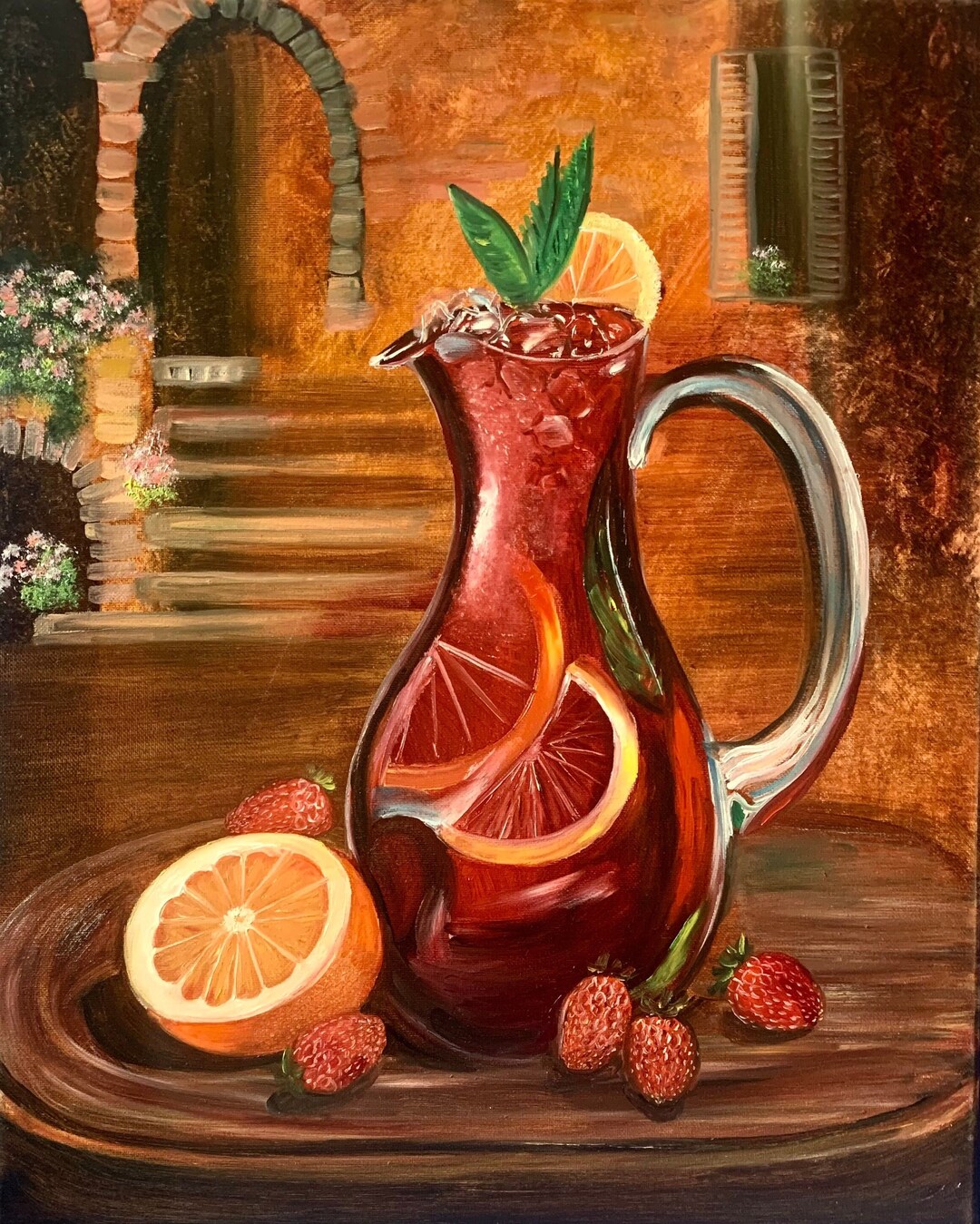Pitcher Painting Strawberry Paintings Fruit Paintings Still Life Fruit ...