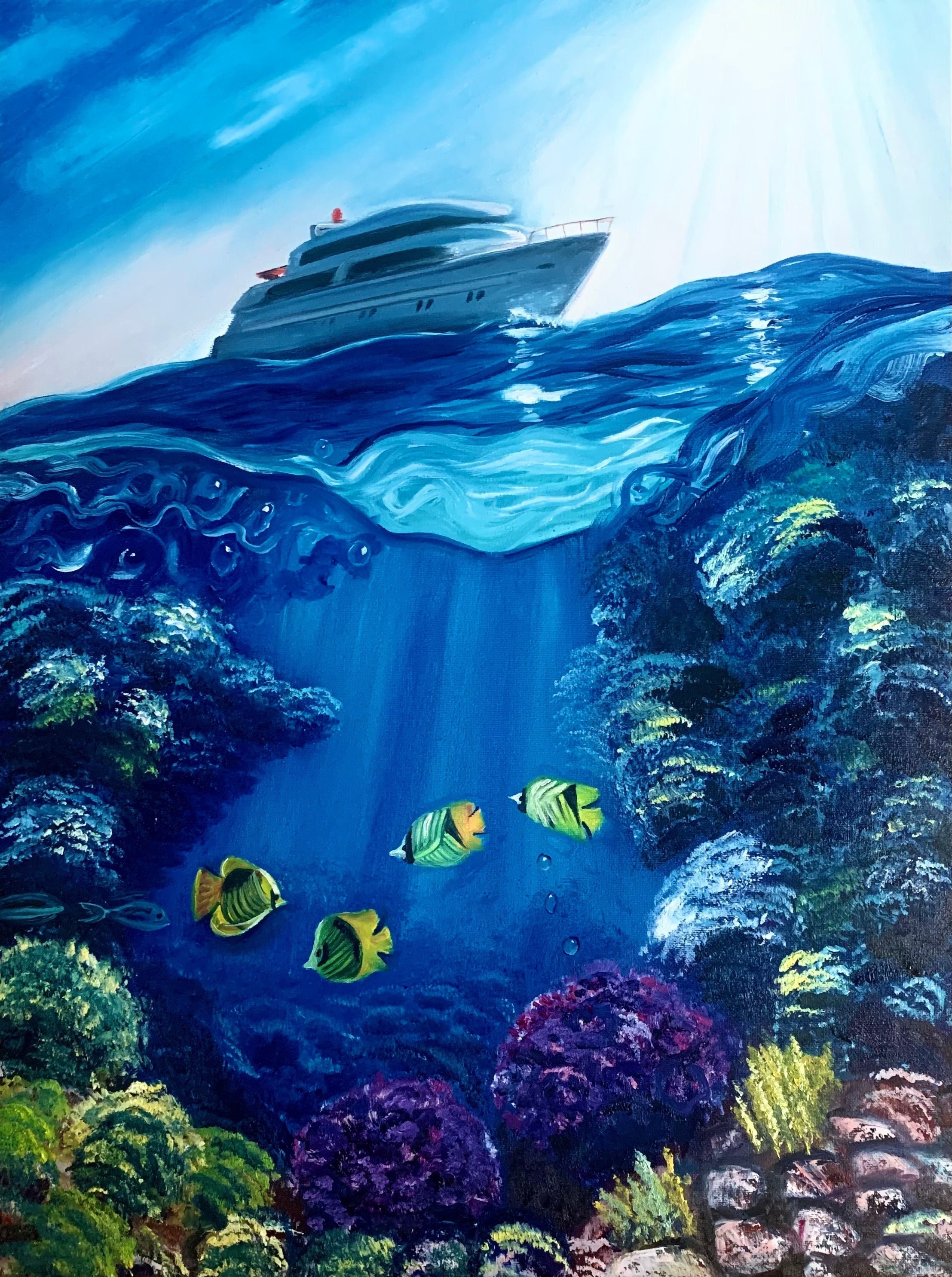 Under the Sea Painting Water Fish Painting Coral Paintings Sea Life Art ...