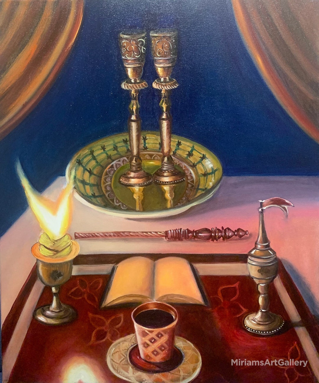 Jewish Art Canvas Havdalah Jewish Oil Painting on Stretched Canvas ...