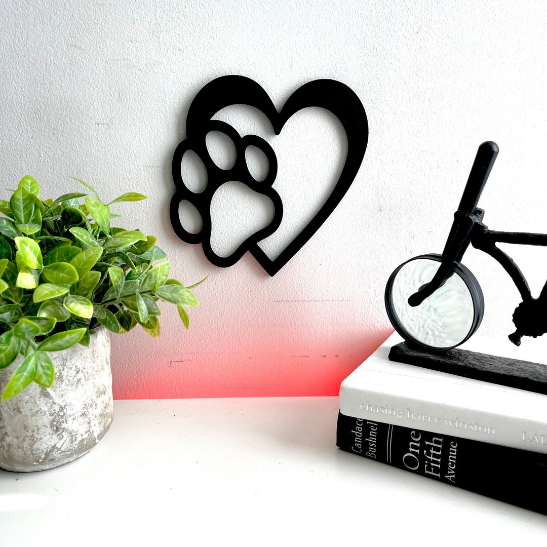 Pet Heart Paw Hanging Wall Decor, Pet Paw Print Wall Art Decor, Pet ...