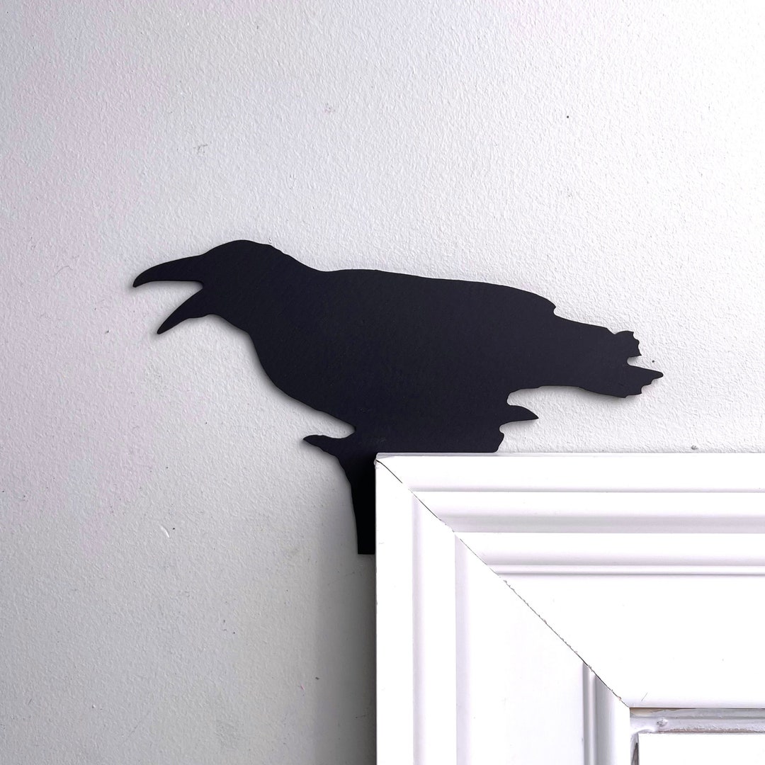 Black Crow Cawing Door Topper, Halloween Decor, Raven Crow Decor, Black ...