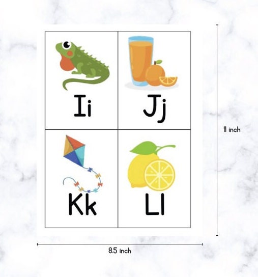 Alphabet ABC Flashcards, ABC Words Picture Cards, Preschool, Classroom ...