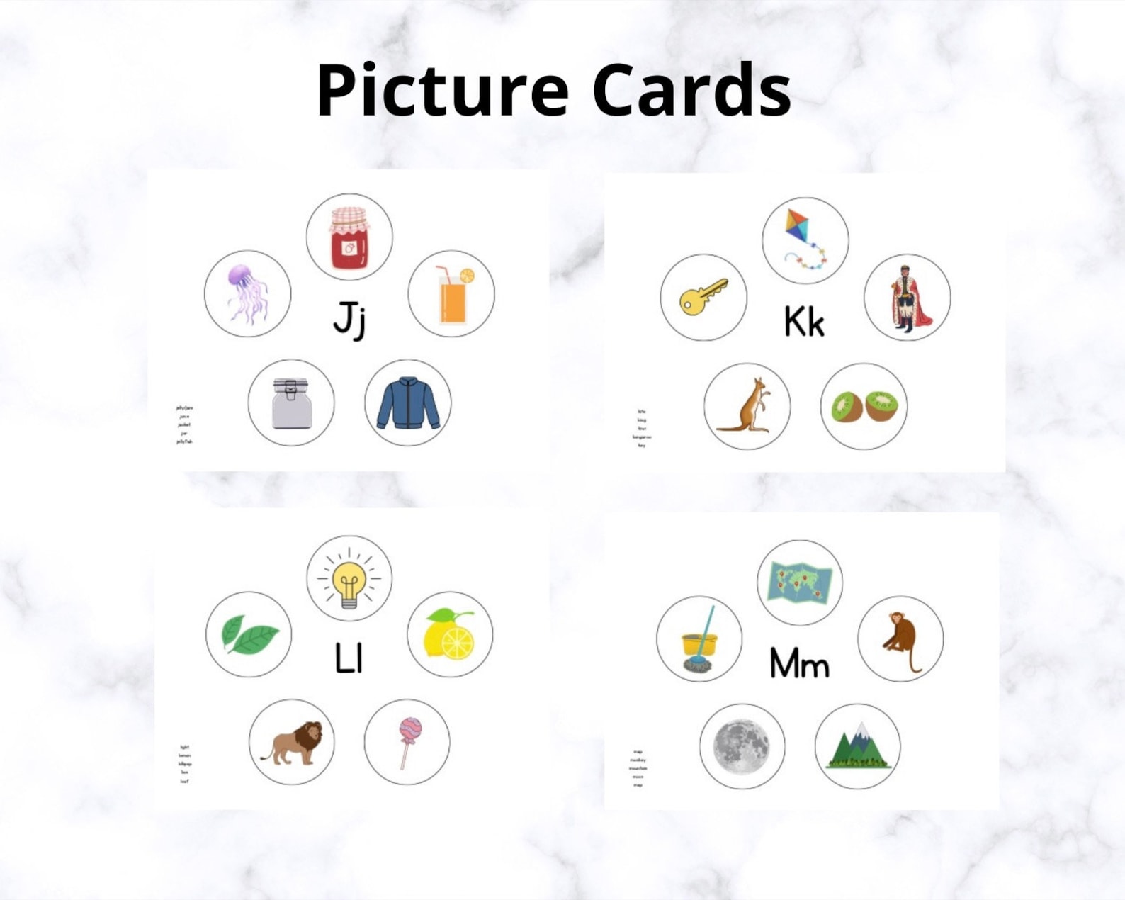 Alphabet ABC Flashcards, ABC Words Picture Cards, Preschool, Classroom ...