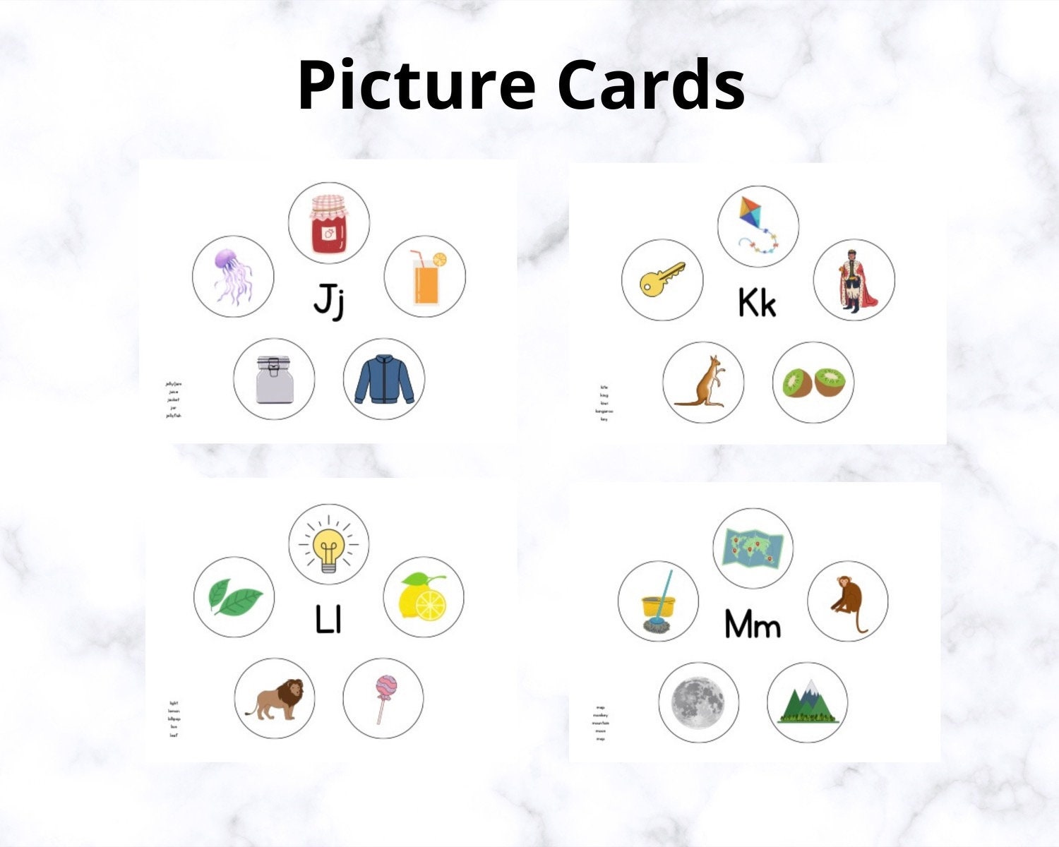 Alphabet ABC Flashcards, ABC Words Picture Cards, Preschool, Classroom ...