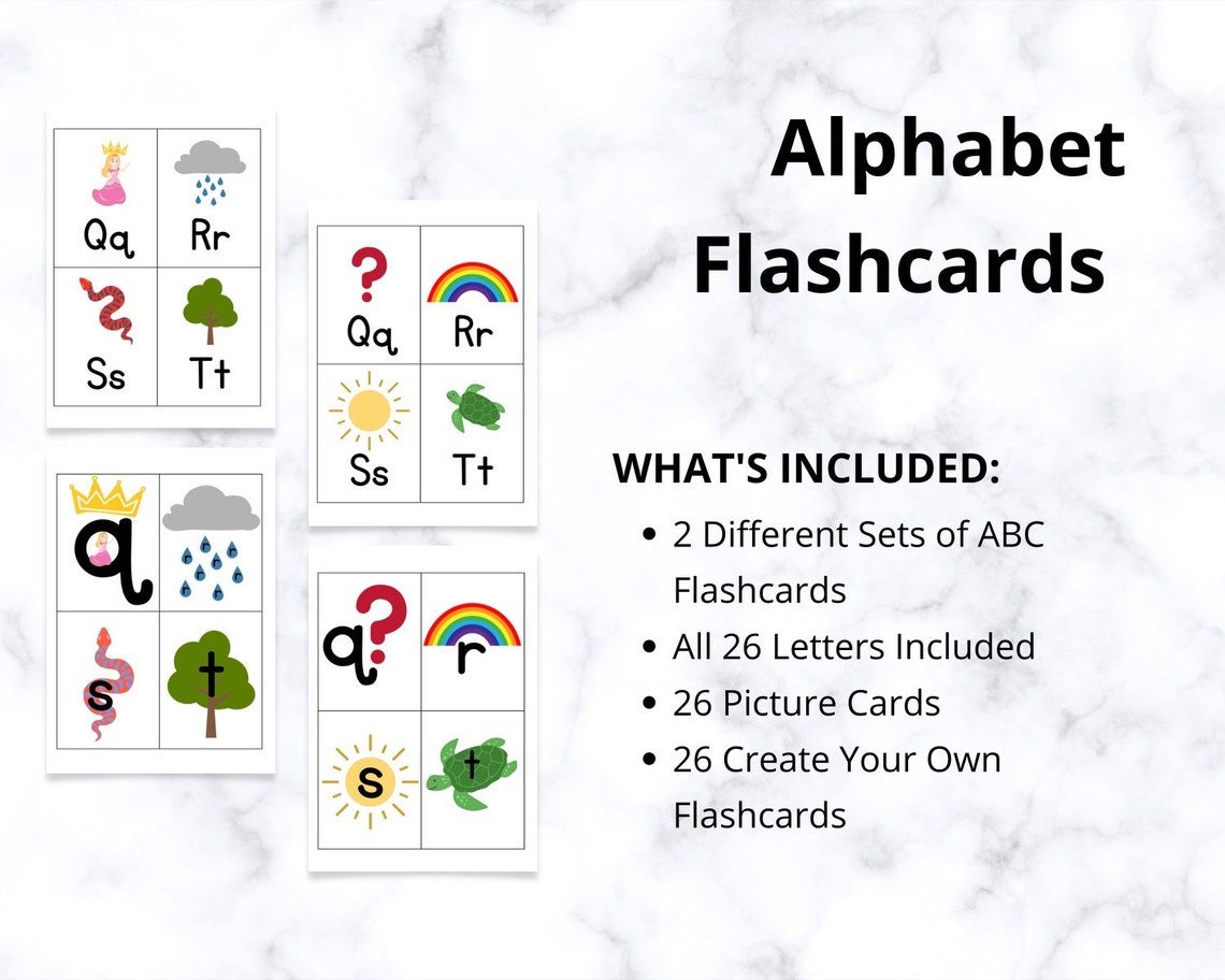 Alphabet ABC Flashcards, ABC Words Picture Cards, Preschool, Classroom ...