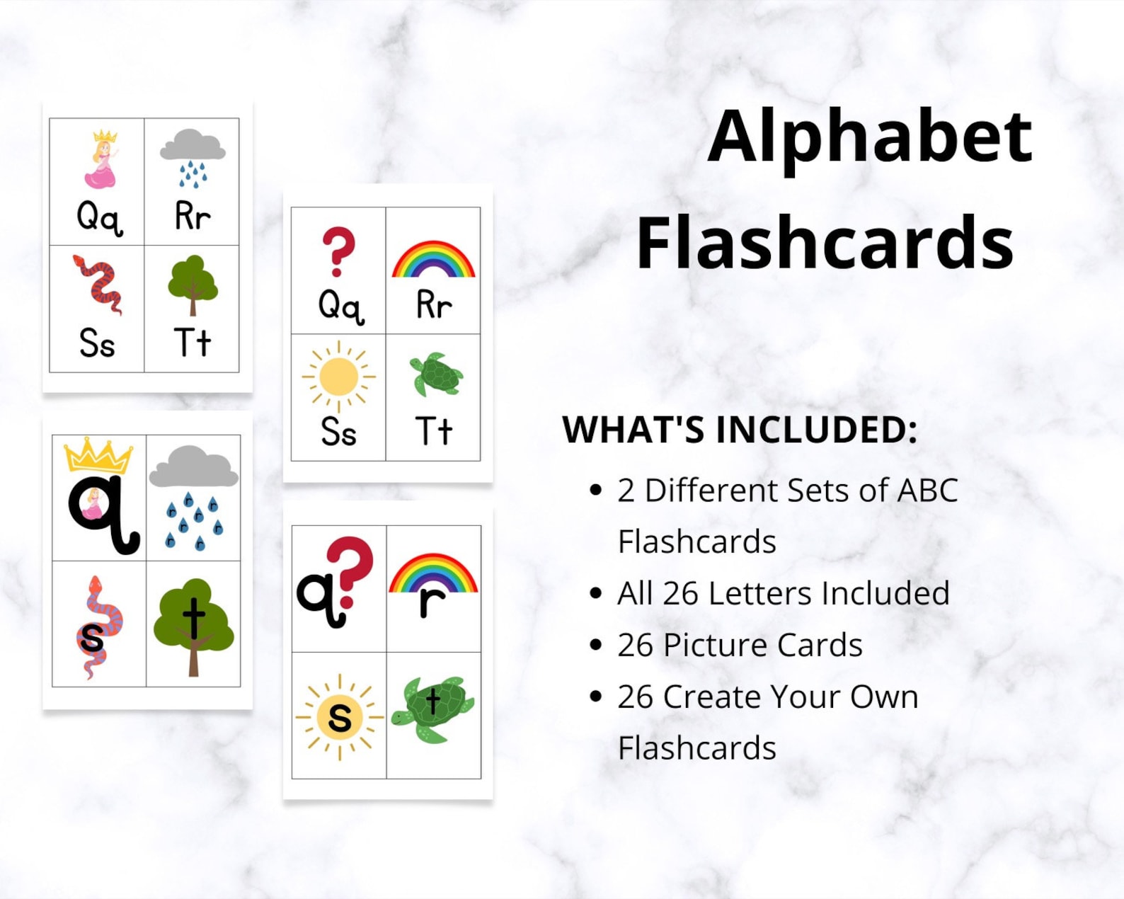 Alphabet ABC Flashcards, ABC Words Picture Cards, Preschool, Classroom ...