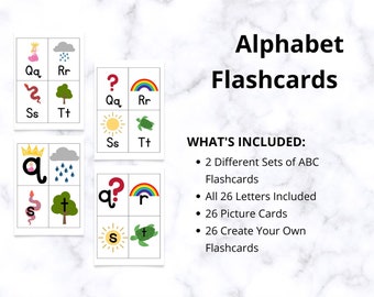 Alphabet ABC Flashcards, ABC Words Picture Cards, Preschool, Classroom ...