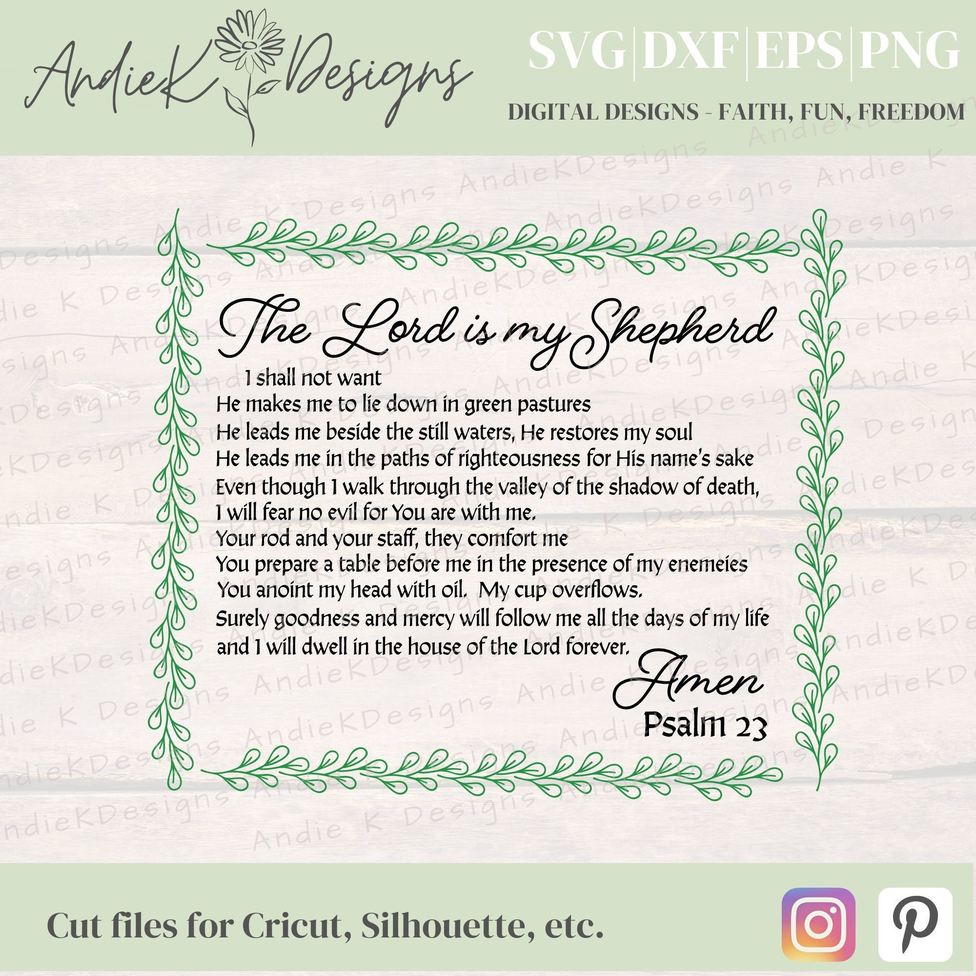 Psalm 23 Svg-23 Psalm-the Lord is My Shepherd Svg-religious Svg ...