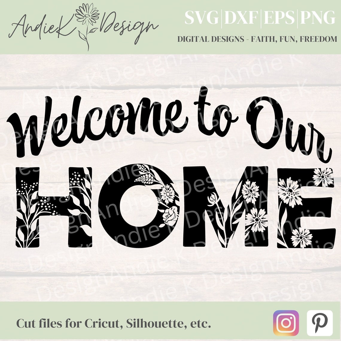 Welcome to Our Home Svg-home Svg-floral Cutout Svg-home Cut File ...