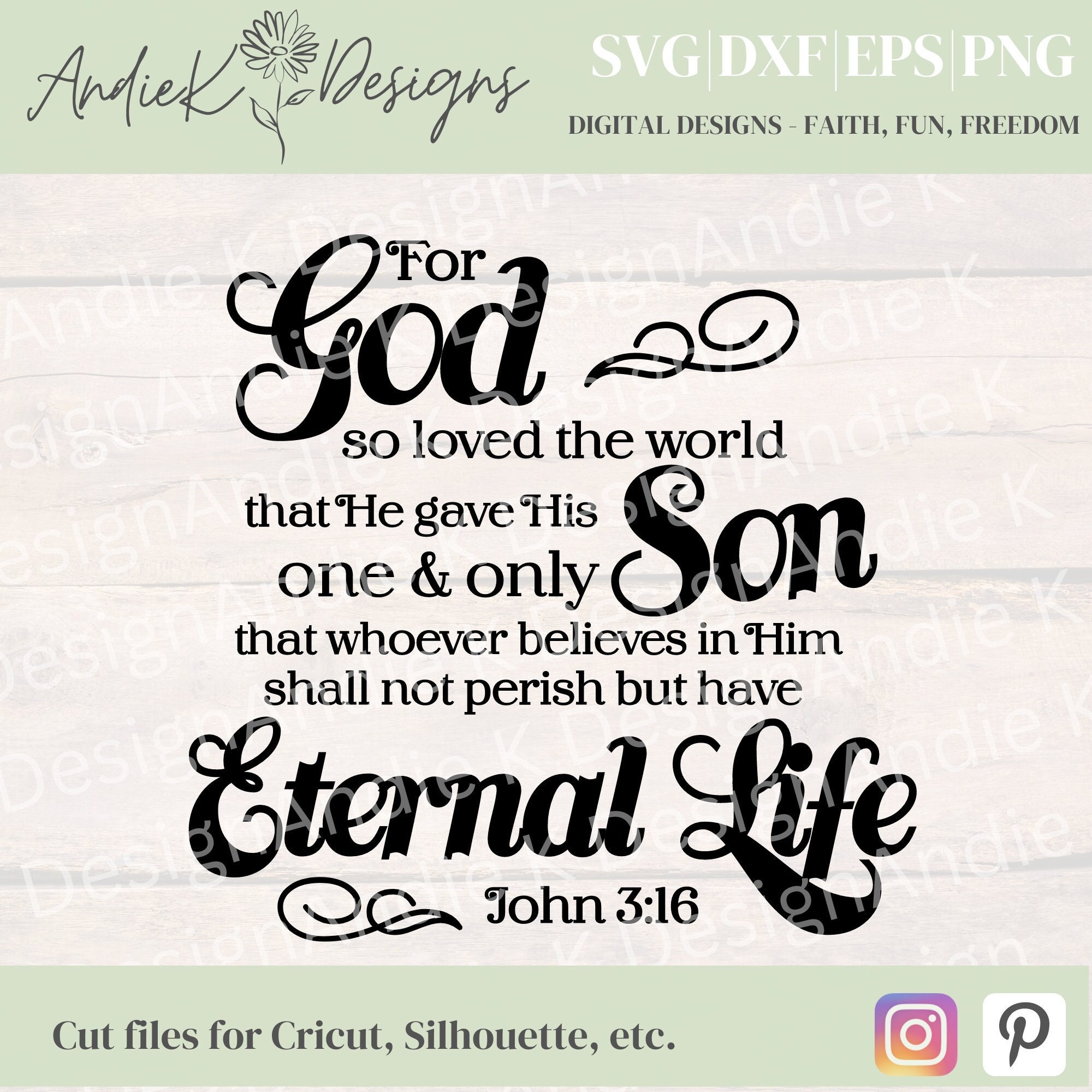 John 3:16 Svg-for God so Loved the World Svg-scripture Svg-salvation ...