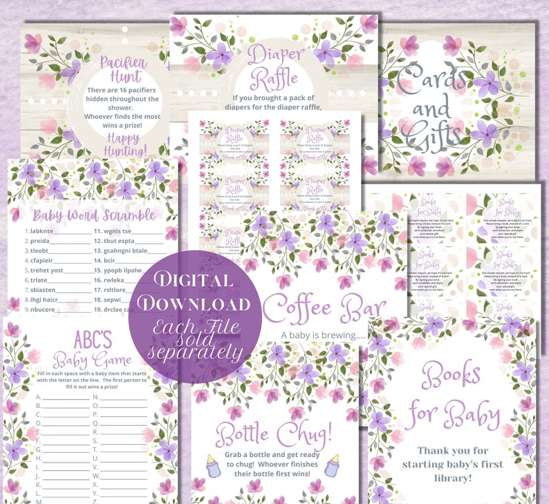 Baby Word Scramble Shower Game Instant Download, Purple and Pink ...