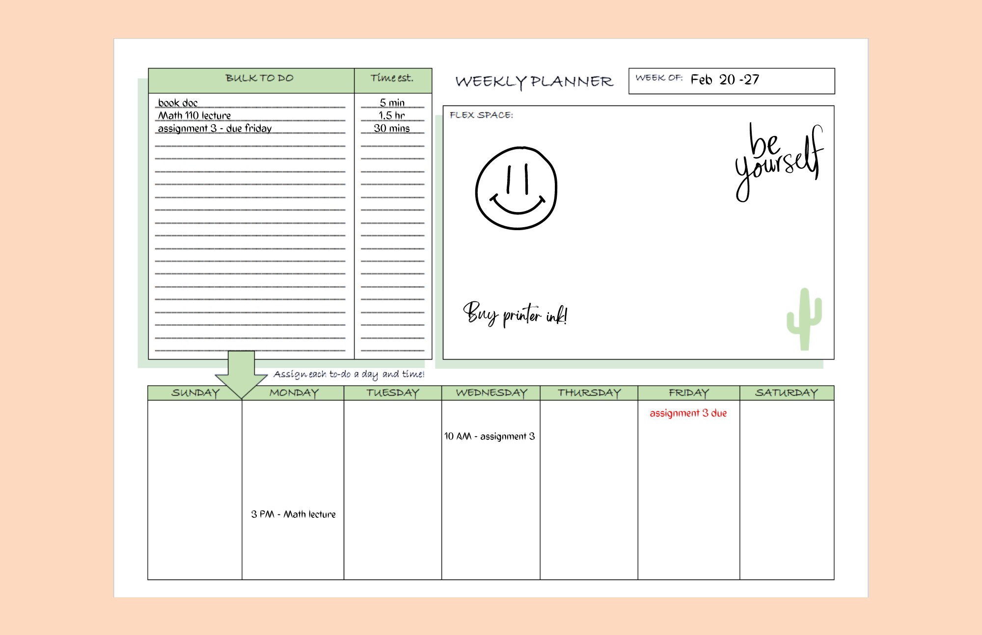 Weekly Planner, Printable PDF, Fillable PDF, Planner Template ...
