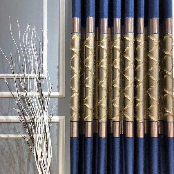 Navy Curtains - Etsy