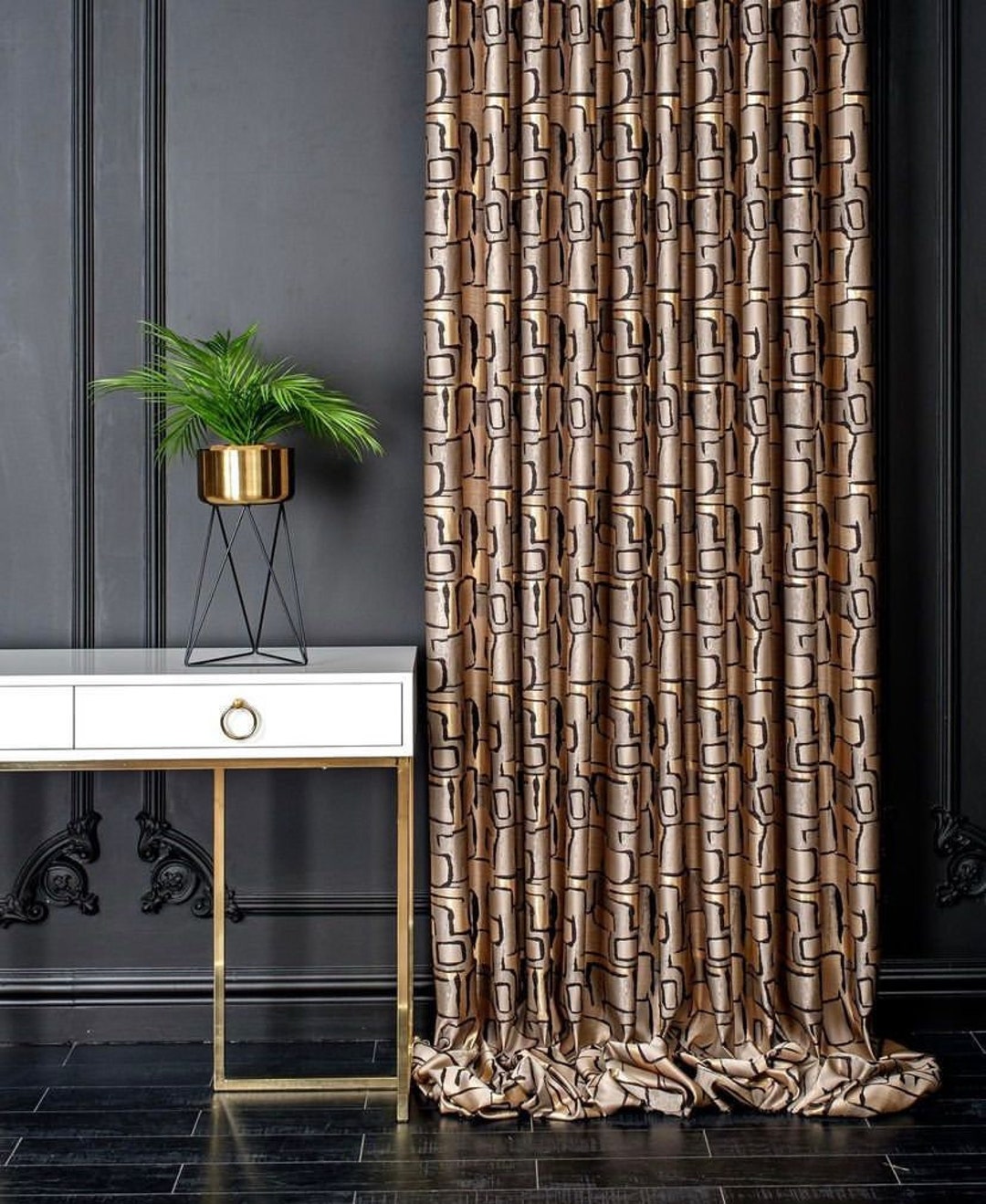 Geometric Pattern Curtain Lining and Pinch Pleat Options Extra Fee ...
