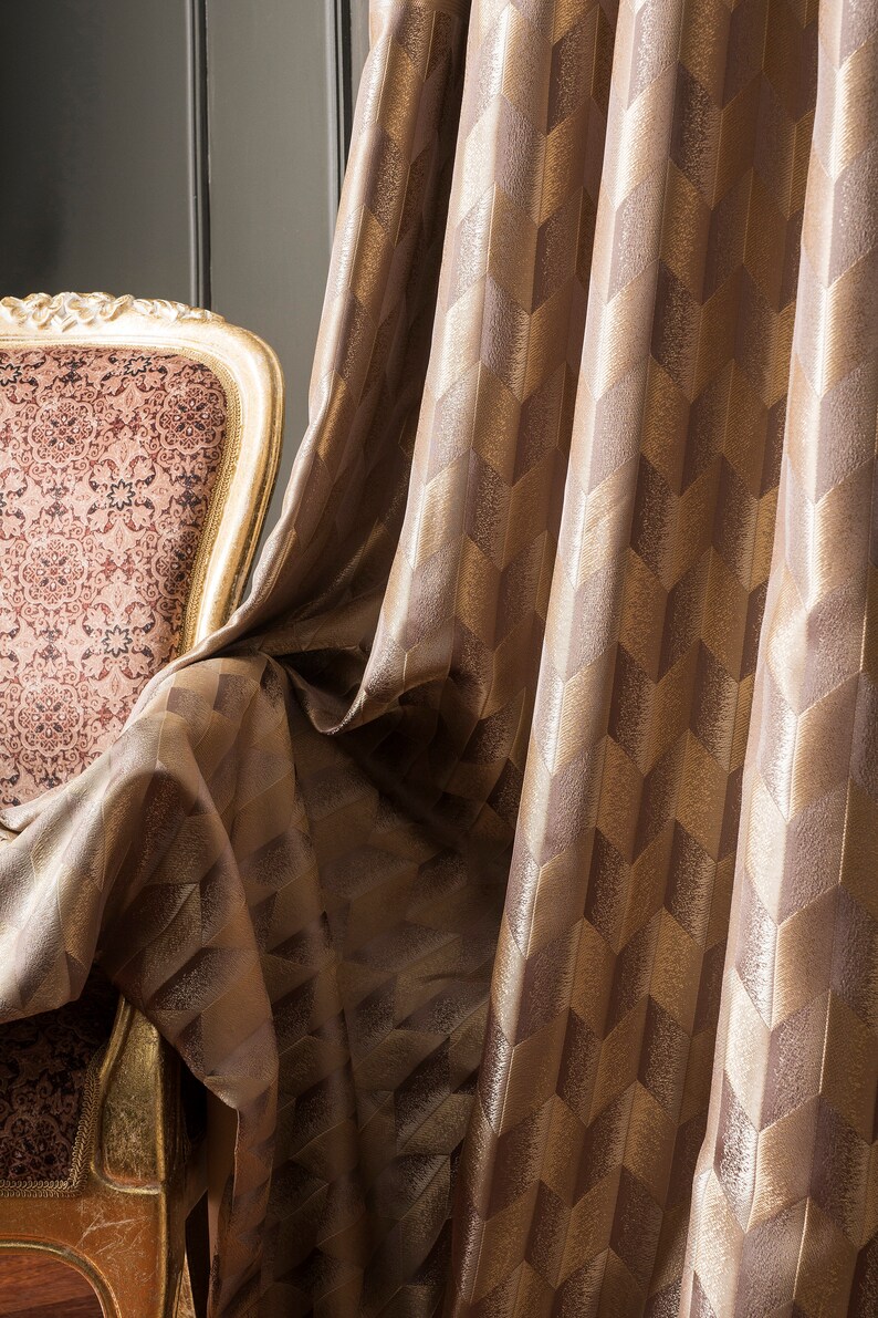 Luxury Curtain Panel Striped Patterned Fabric Bedroom Dining - Etsy