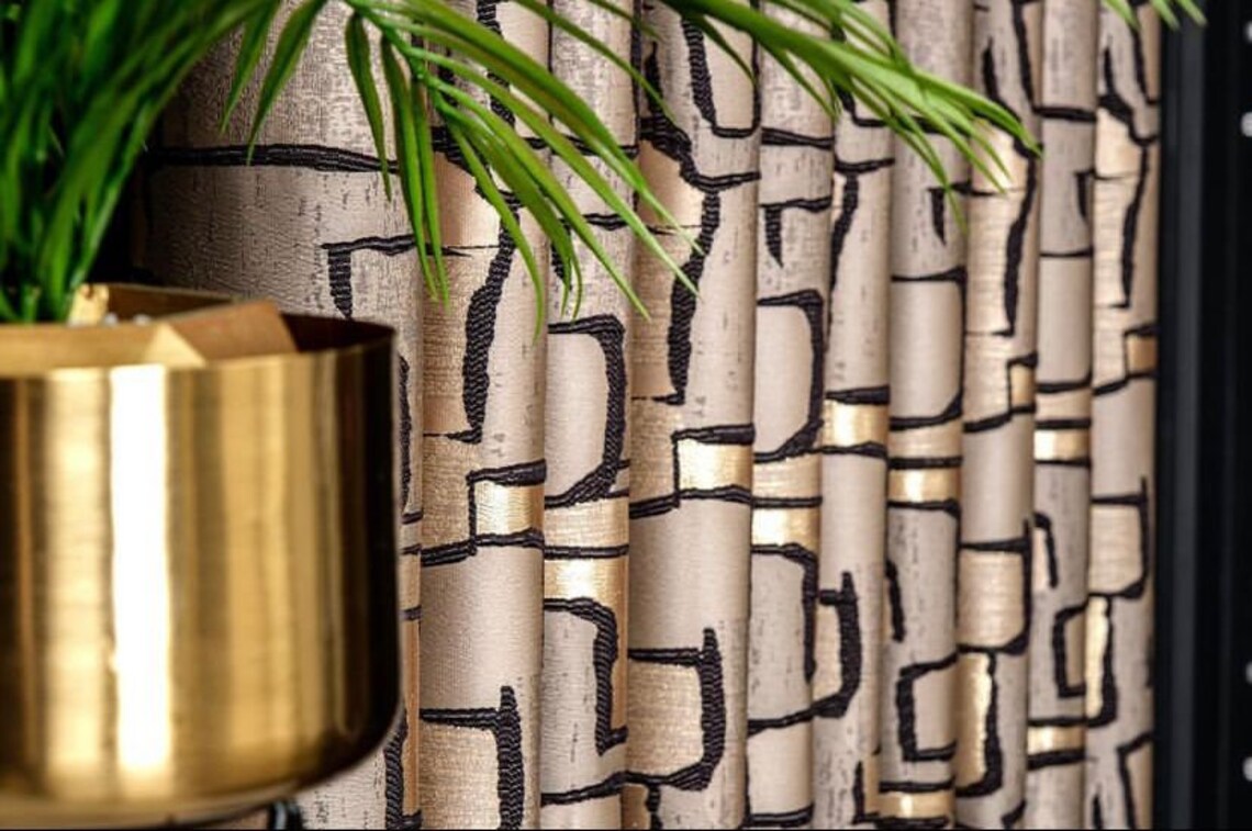 Geometric Pattern Curtain Lining and Pinch Pleat Options - Etsy