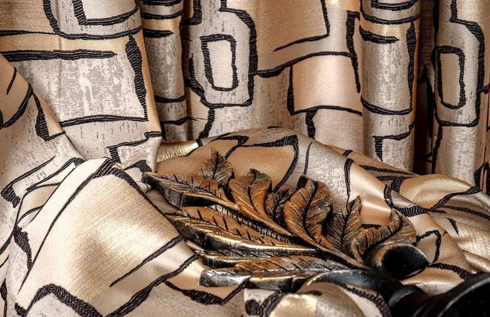 Geometric Pattern Curtain Lining and Pinch Pleat Options - Etsy