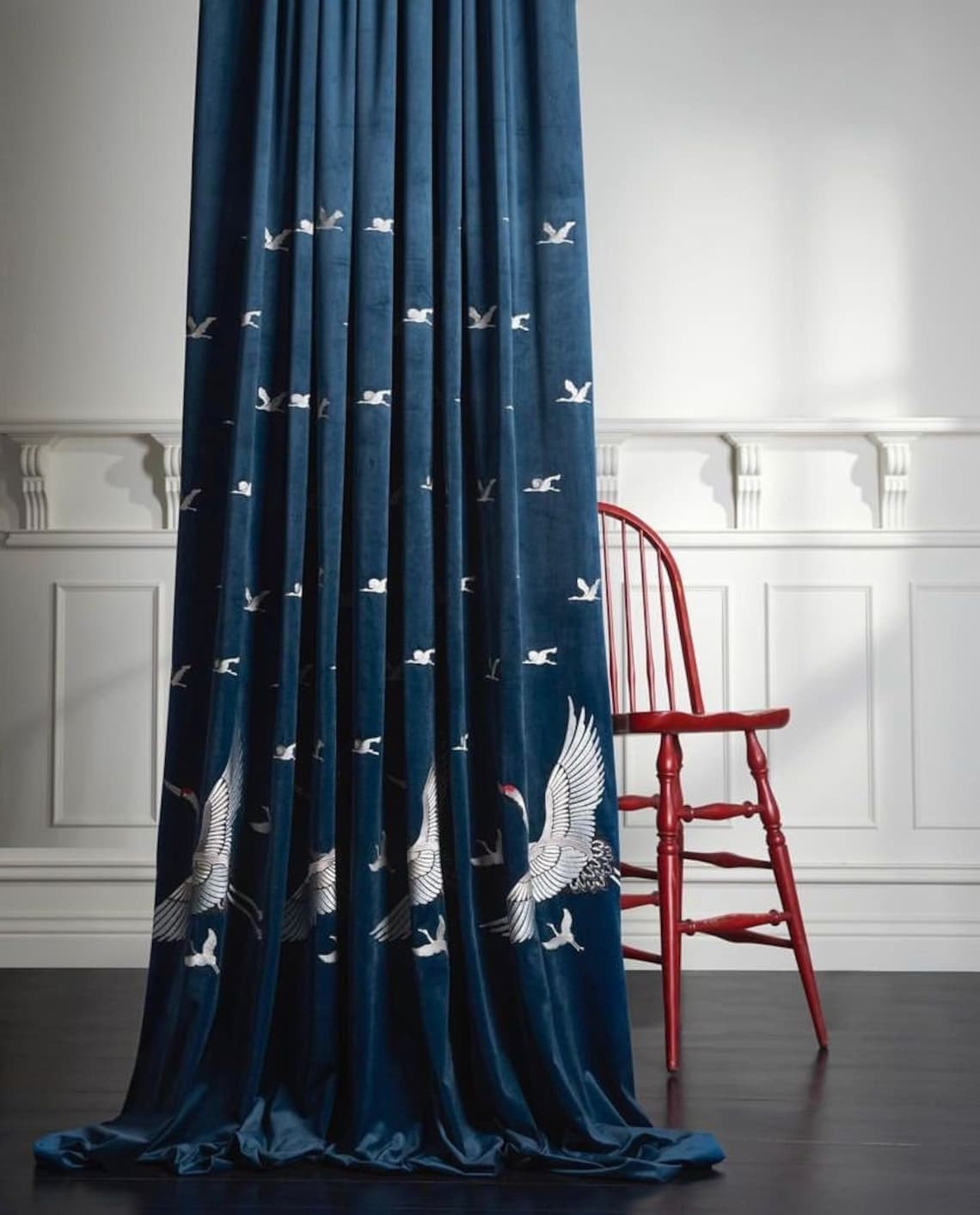 Bird Print Blue Curtain for Living Room Vintage Curtains - Etsy
