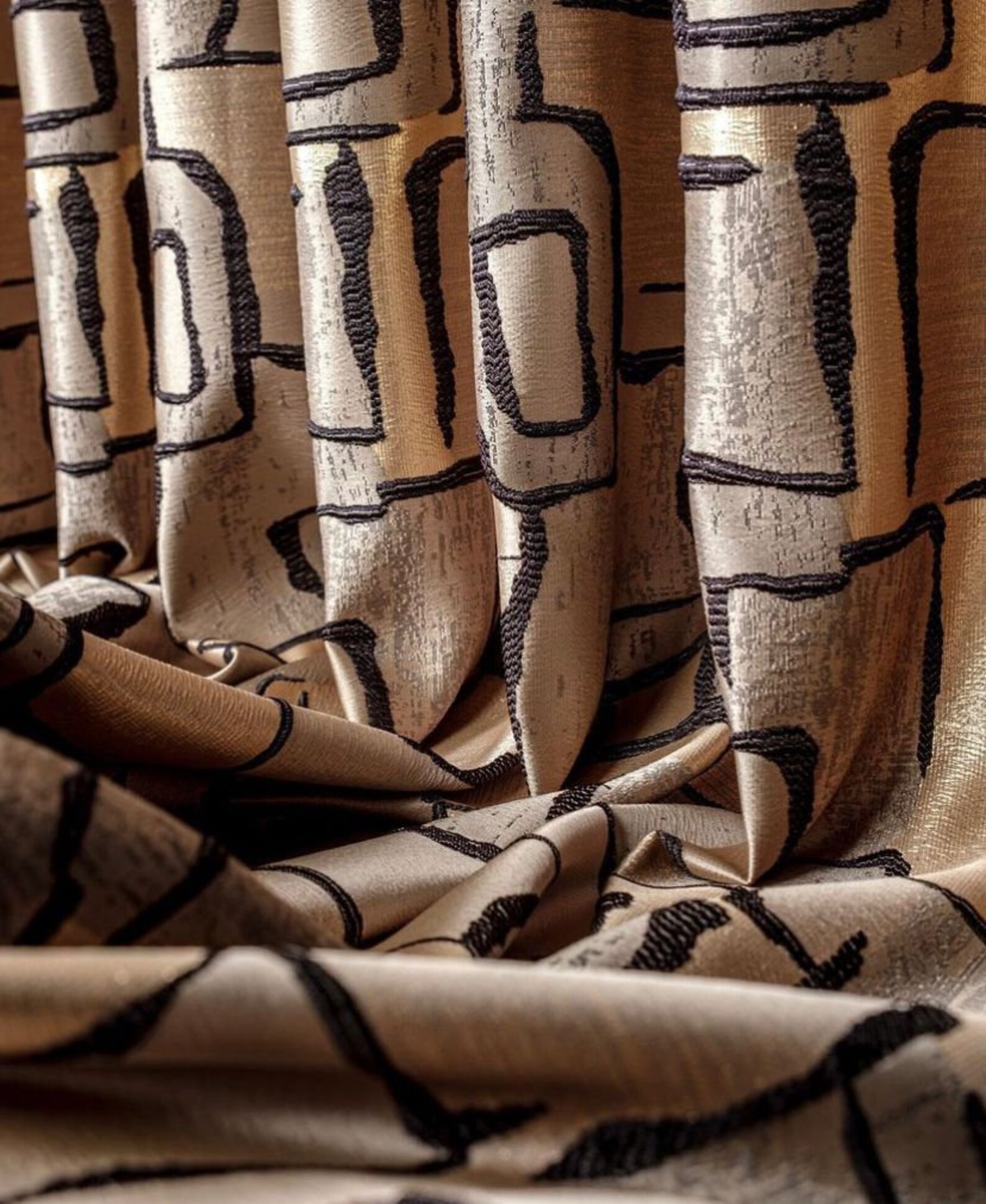 Geometric Pattern Curtain Lining and Pinch Pleat Options - Etsy