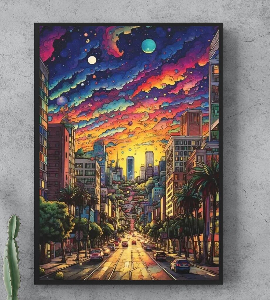 Futuristic Pop Art City Scene ,urban Cityscape , Modern City Skyline ...