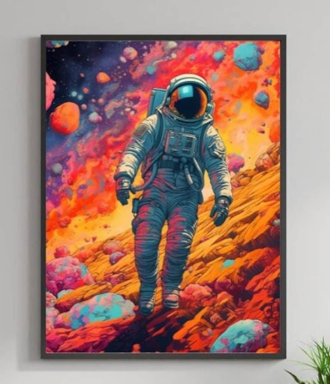 Astronaut Exploring Space, Trippy Galaxy Painting , Space Wall Art, Sci ...
