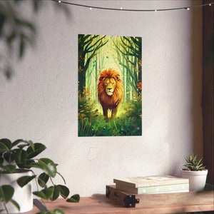 Lion Poster Jungle Painting Diptych Wall Art Tropical Wall Art Lion ...
