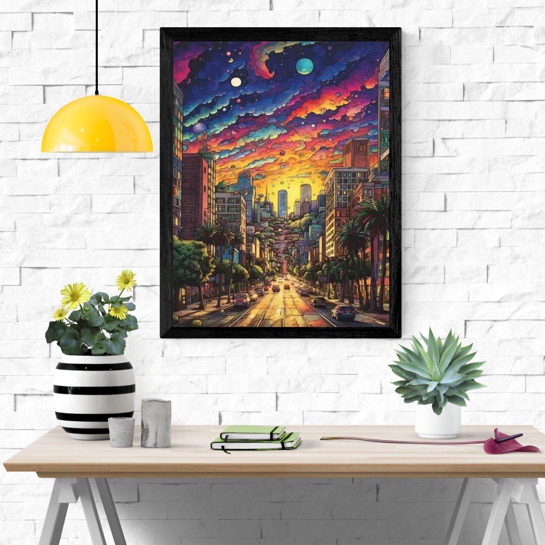 Futuristic Pop Art City Scene ,urban Cityscape , Modern City Skyline ...