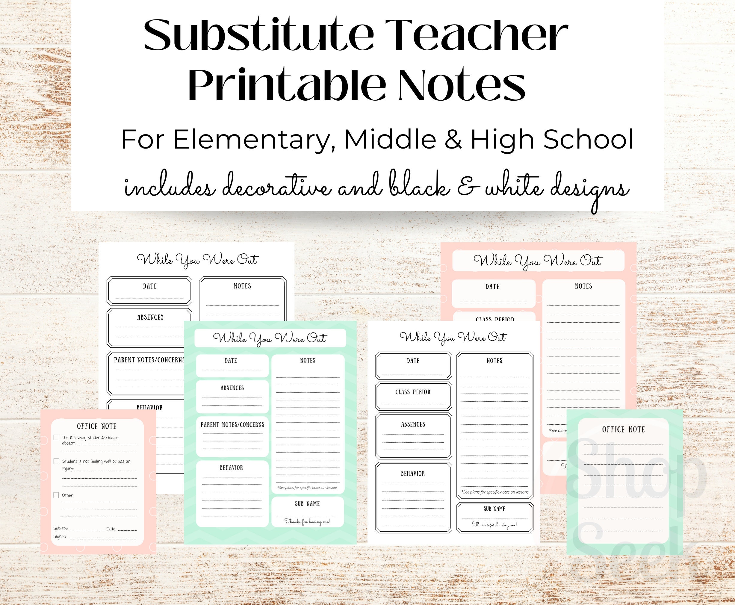 Substitute Teacher Note Printable Canva Editable (Download Now) - Etsy