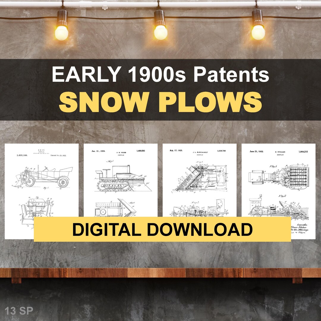 Snow Plow Digital Download Prints (set of 4) Early 1900s Patent Drawing ...