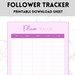 Printable Follower Tracker Digital Download // Small Business Folower ...