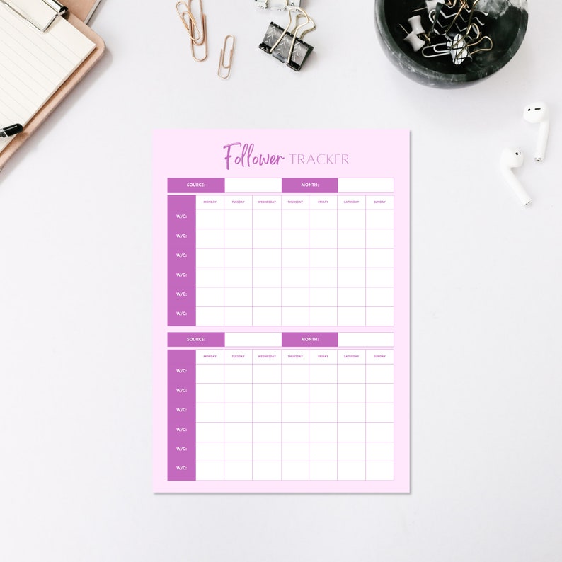 Printable Follower Tracker - Digital Download // Small Business Folower ...