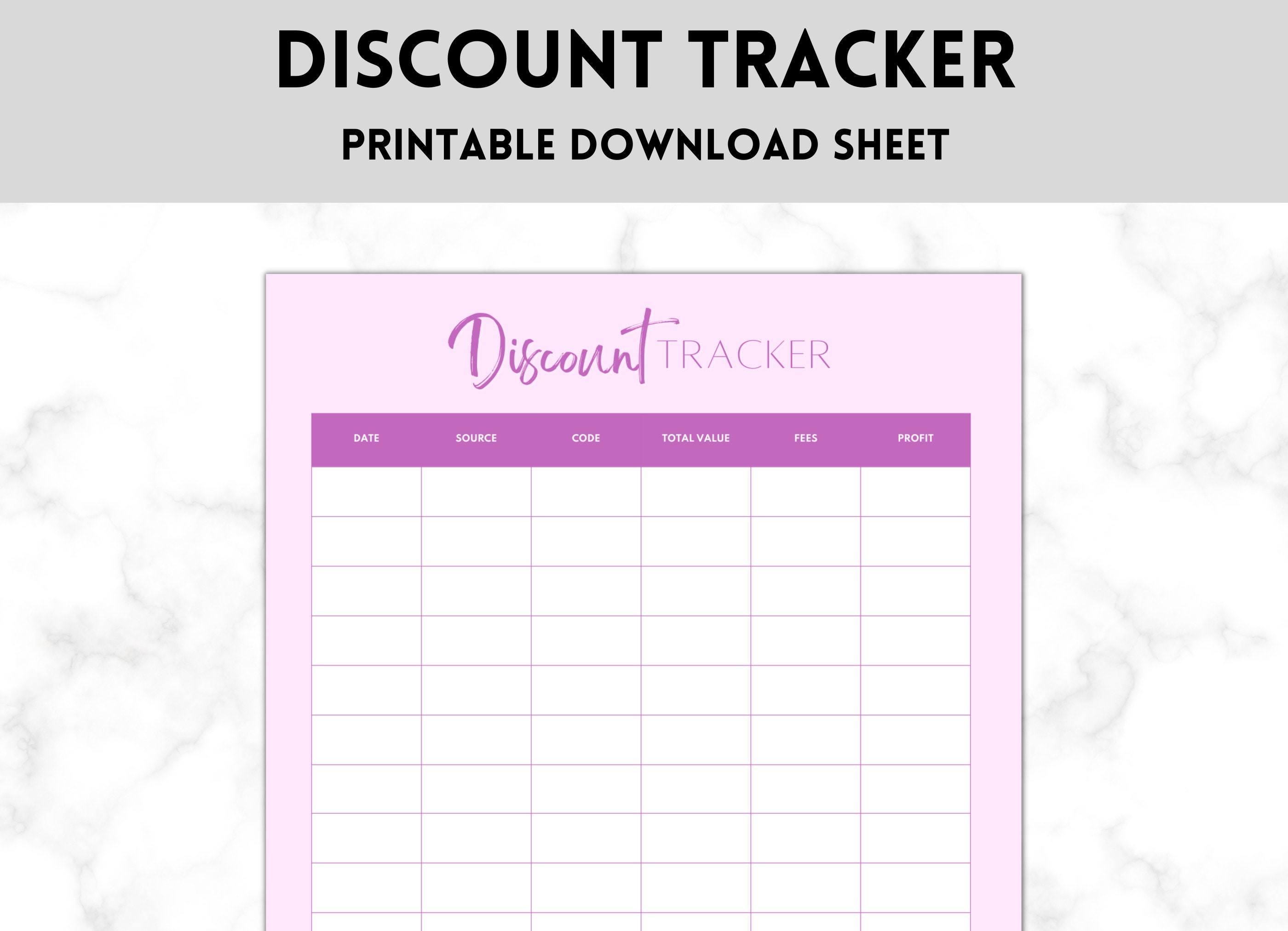 Printable Discount Tracker - Digital Download // Small Business ...
