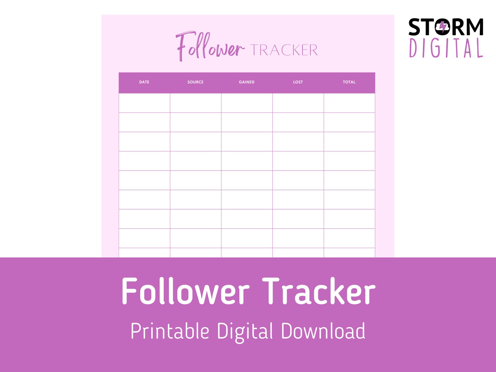 Printable Follower Tracker Digital Download // Small - Etsy
