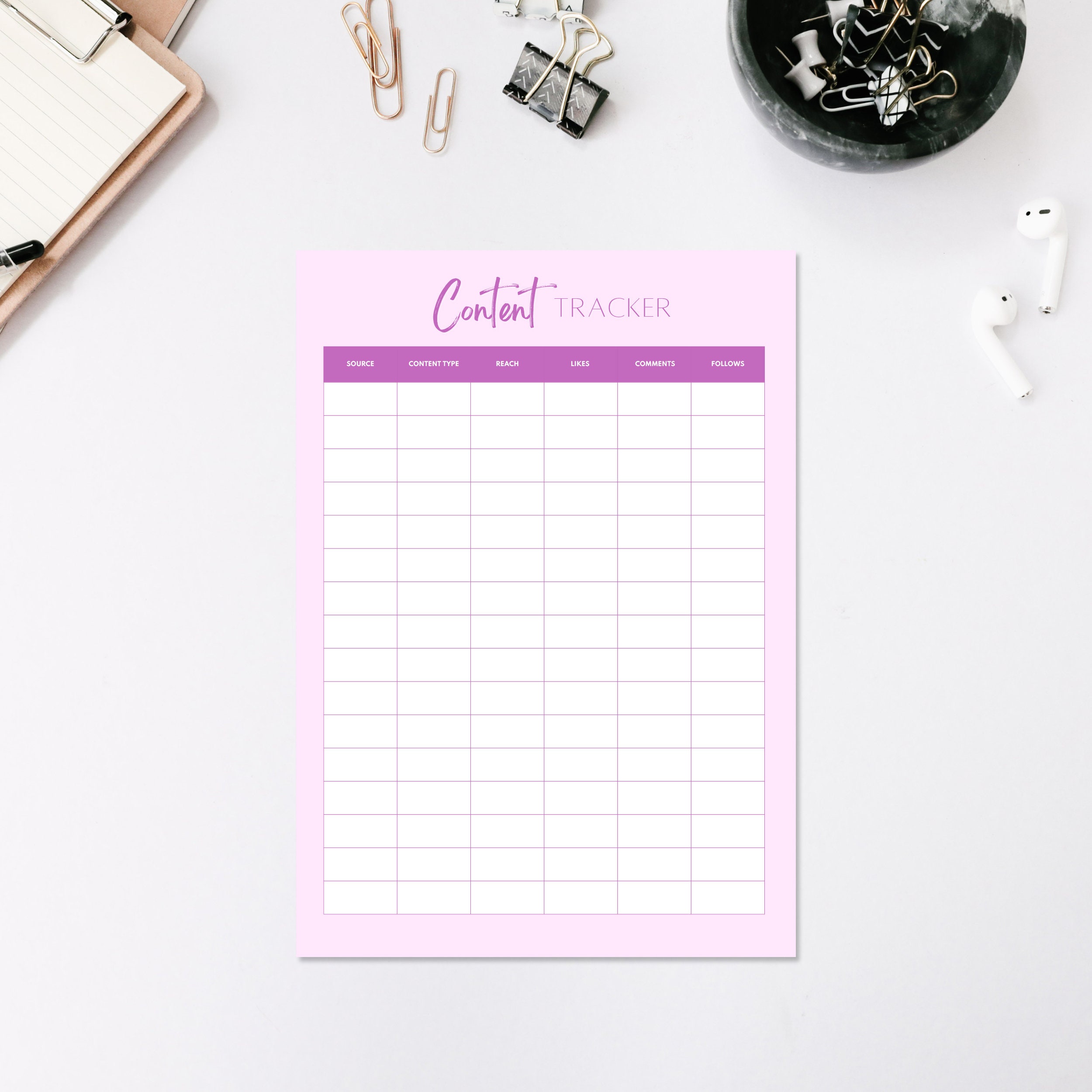 Printable Content Tracker - Digital Download // Small Business Content ...