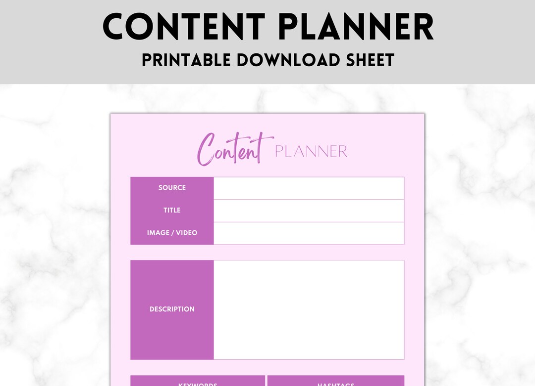 Printable Content Planner - Digital Download // Small Business Content ...