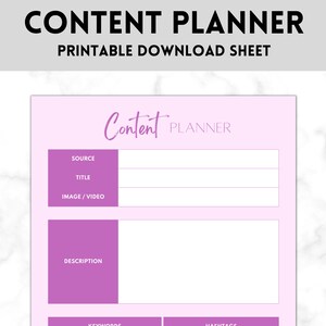 Printable Content Planner - Digital Download // Small Business Content ...