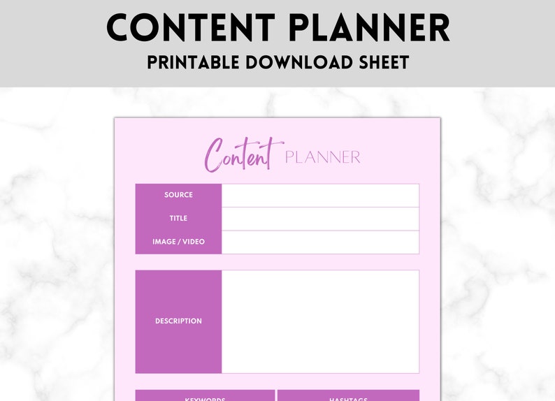 Printable Content Planner - Digital Download // Small Business Content ...