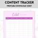 Printable Content Tracker - Digital Download // Small Business Content ...