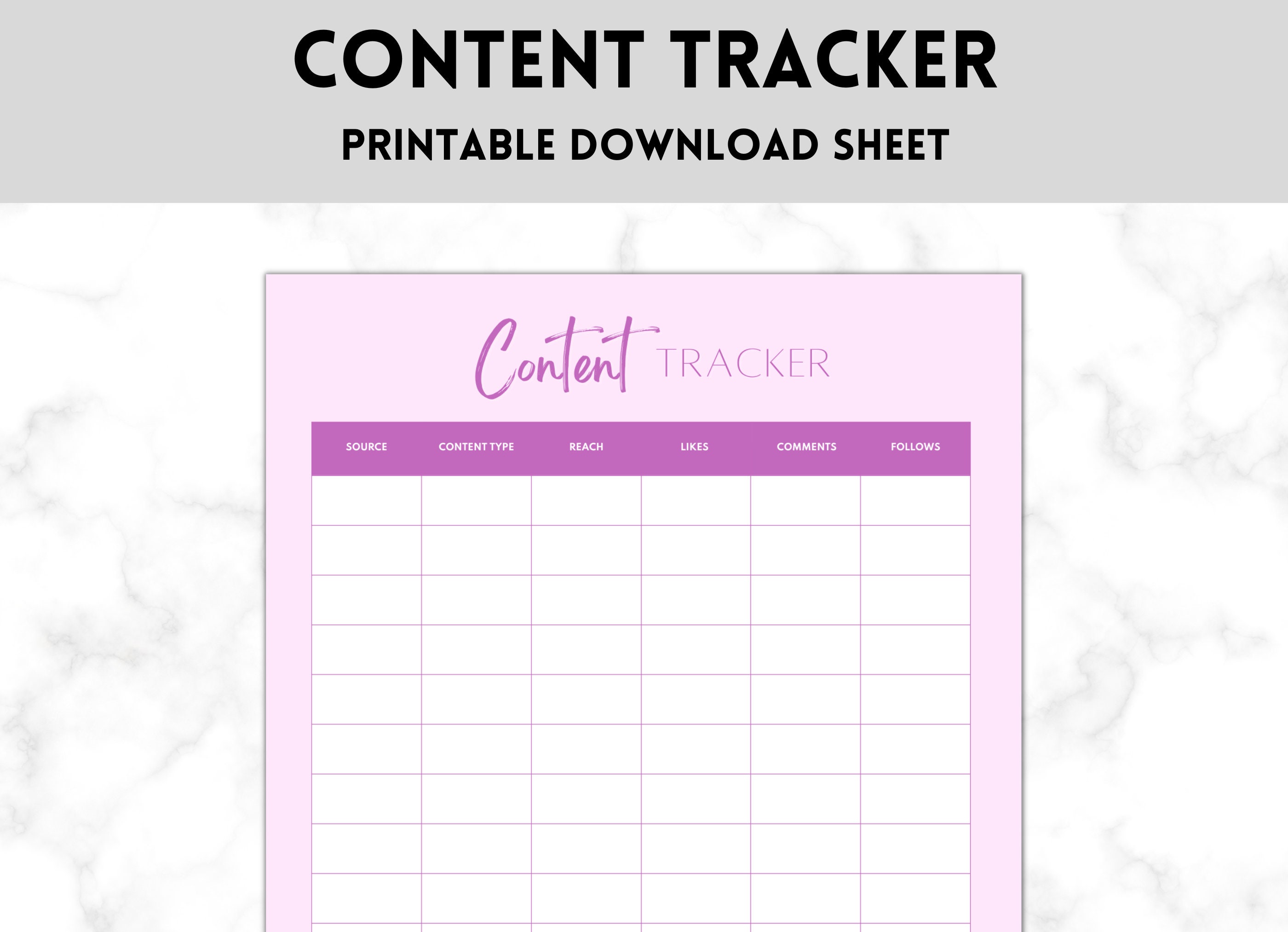 Printable Content Tracker - Digital Download // Small Business Content ...