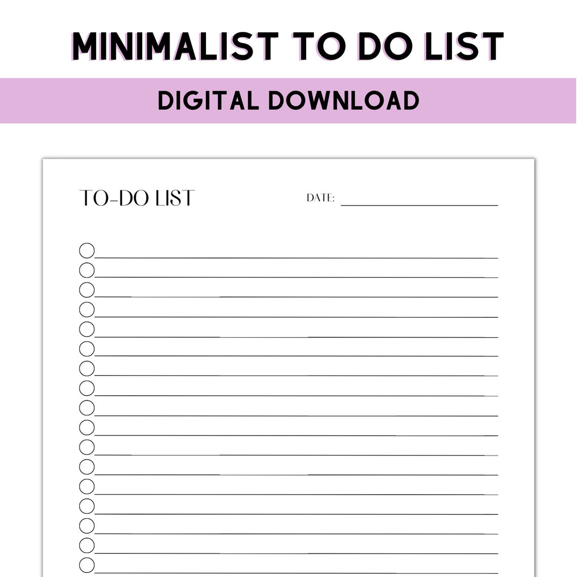 Minimal to Do List Printable // Productivity Planner, A4, A5 To-do List ...