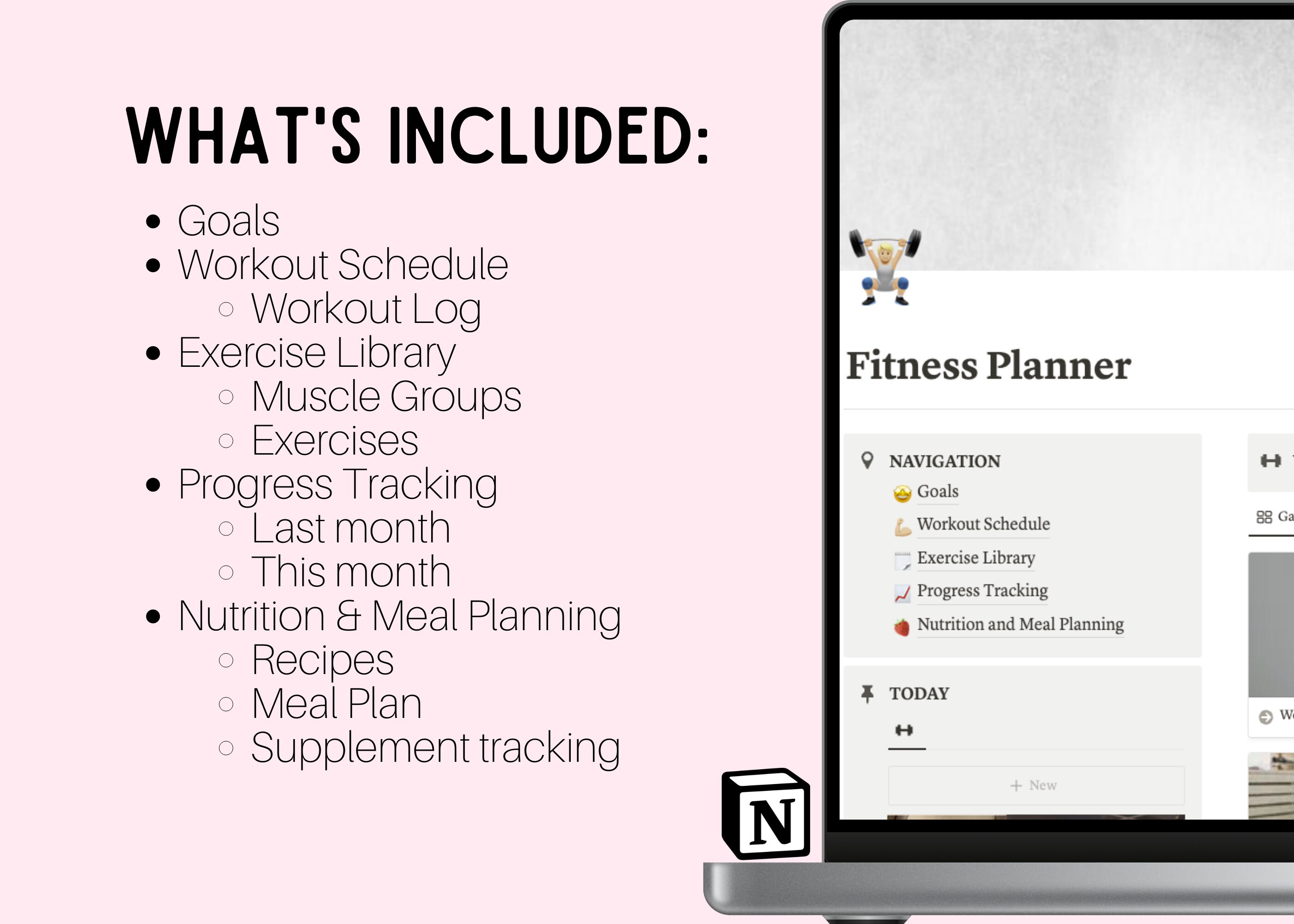 Notion Fitness Planner // Notion Dashboard Template, Exercise Planner ...