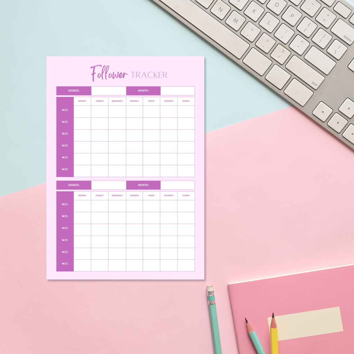 Printable Follower Tracker - Digital Download // Small Business Folower ...