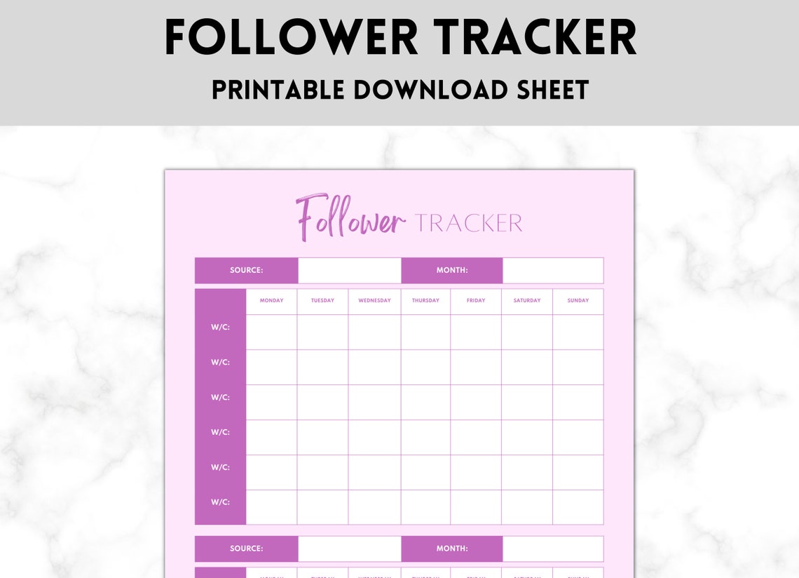 Printable Follower Tracker - Digital Download // Small Business Folower ...